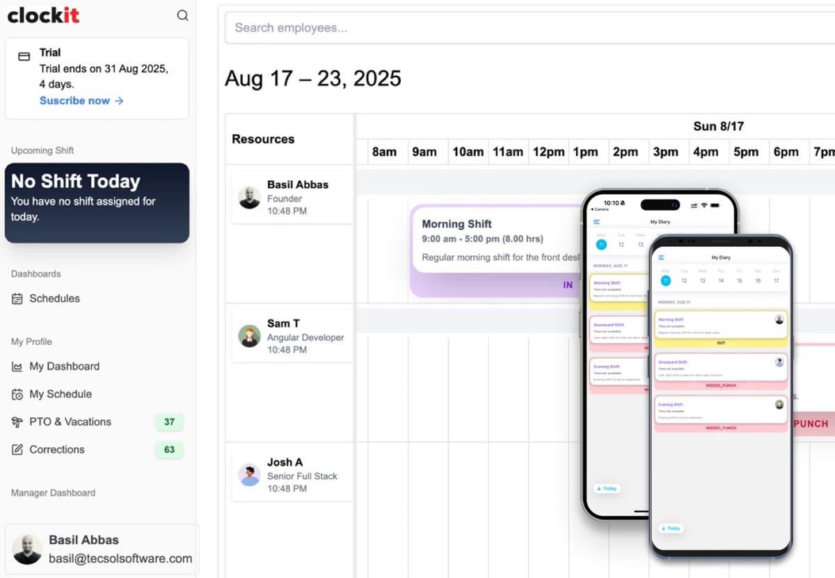 Kiosk Employee Time Tracking | Tablet Time Clock with PIN & Photo | ClockIt